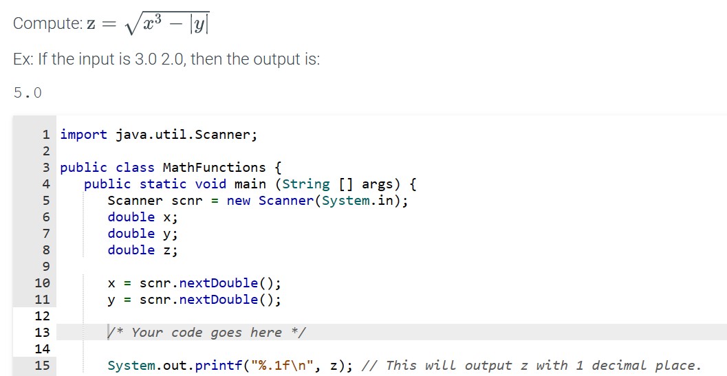 Solved import java.util.Scanner;public class MathFunctions | Chegg.com