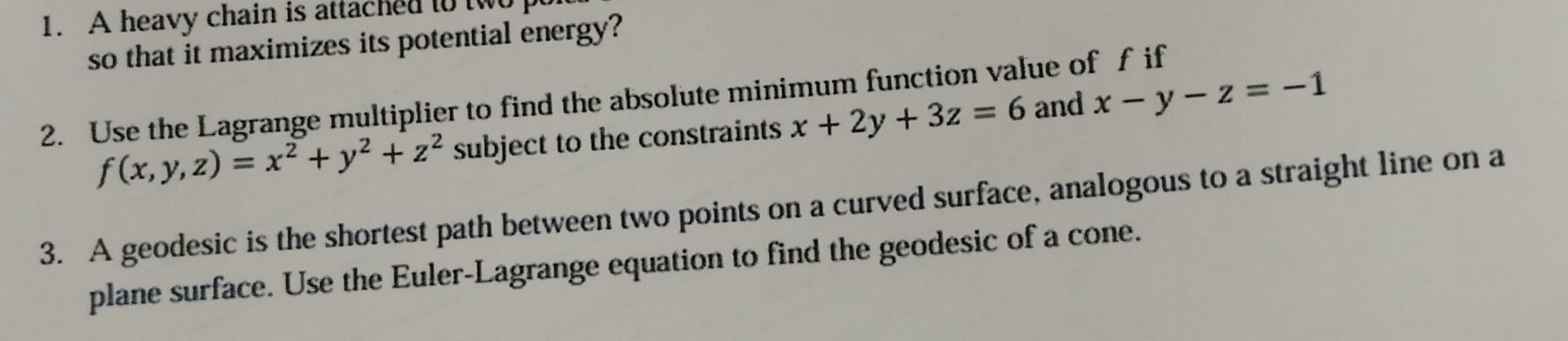 Solved solve the following1. ﻿Use the Lagrange multiplier to | Chegg.com