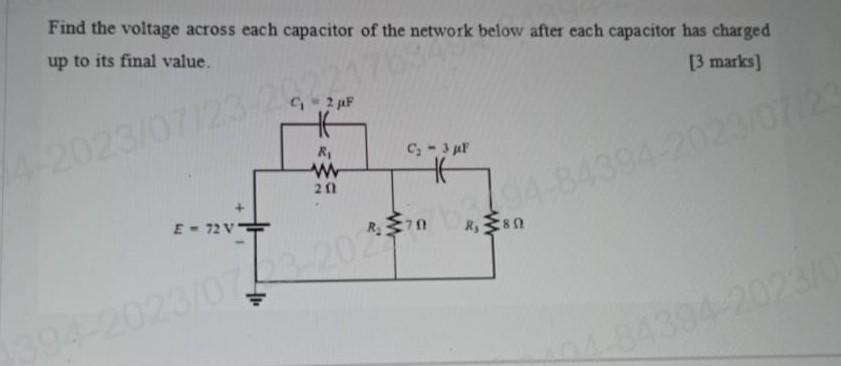 Solved Find the voltage across each capacitor of the network | Chegg.com