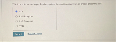 Solved Which receptor on the helper T-cell recognizes the | Chegg.com