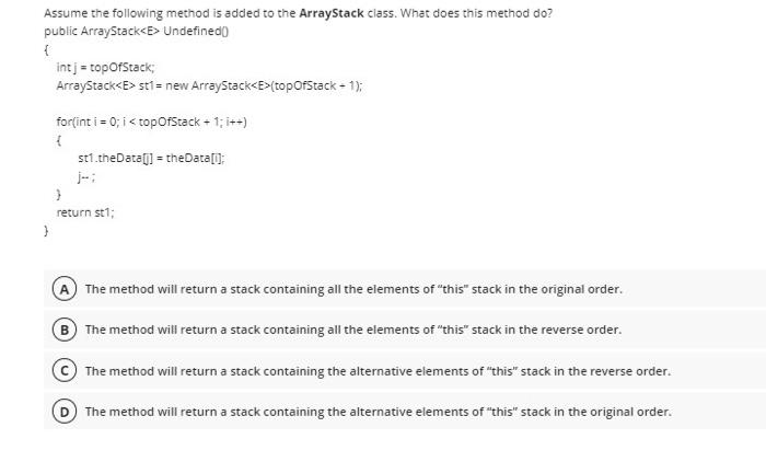 Solved Assume the following method is added to the | Chegg.com