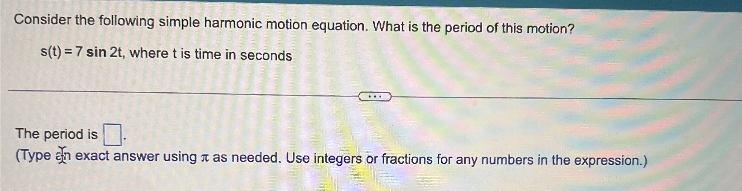 Solved Consider the following simple harmonic motion | Chegg.com Solved Consider the following simple harmonic motion | Chegg.com