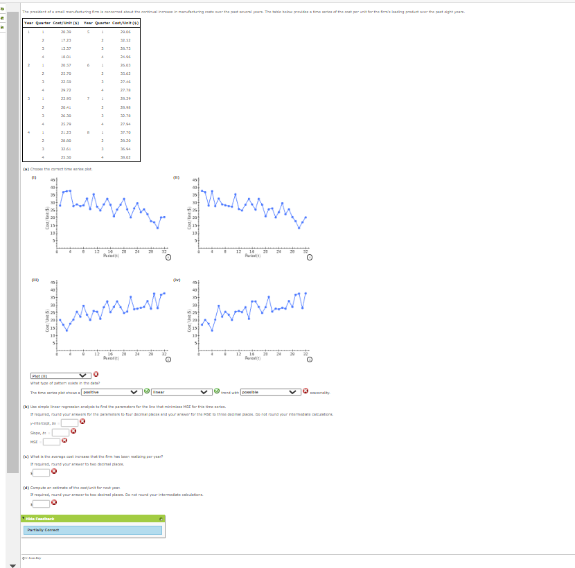 Solved YearQuarterCost/Unit ($)YearQuarterCost/Unit | Chegg.com