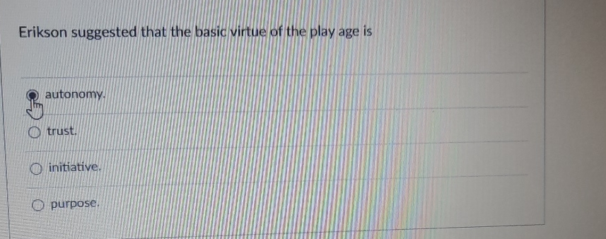 Solved Erikson suggested that the basic virtue of the play | Chegg.com
