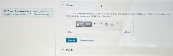 Solved IP Energy from Gasoline Burning a gallon of gasoline | Chegg.com