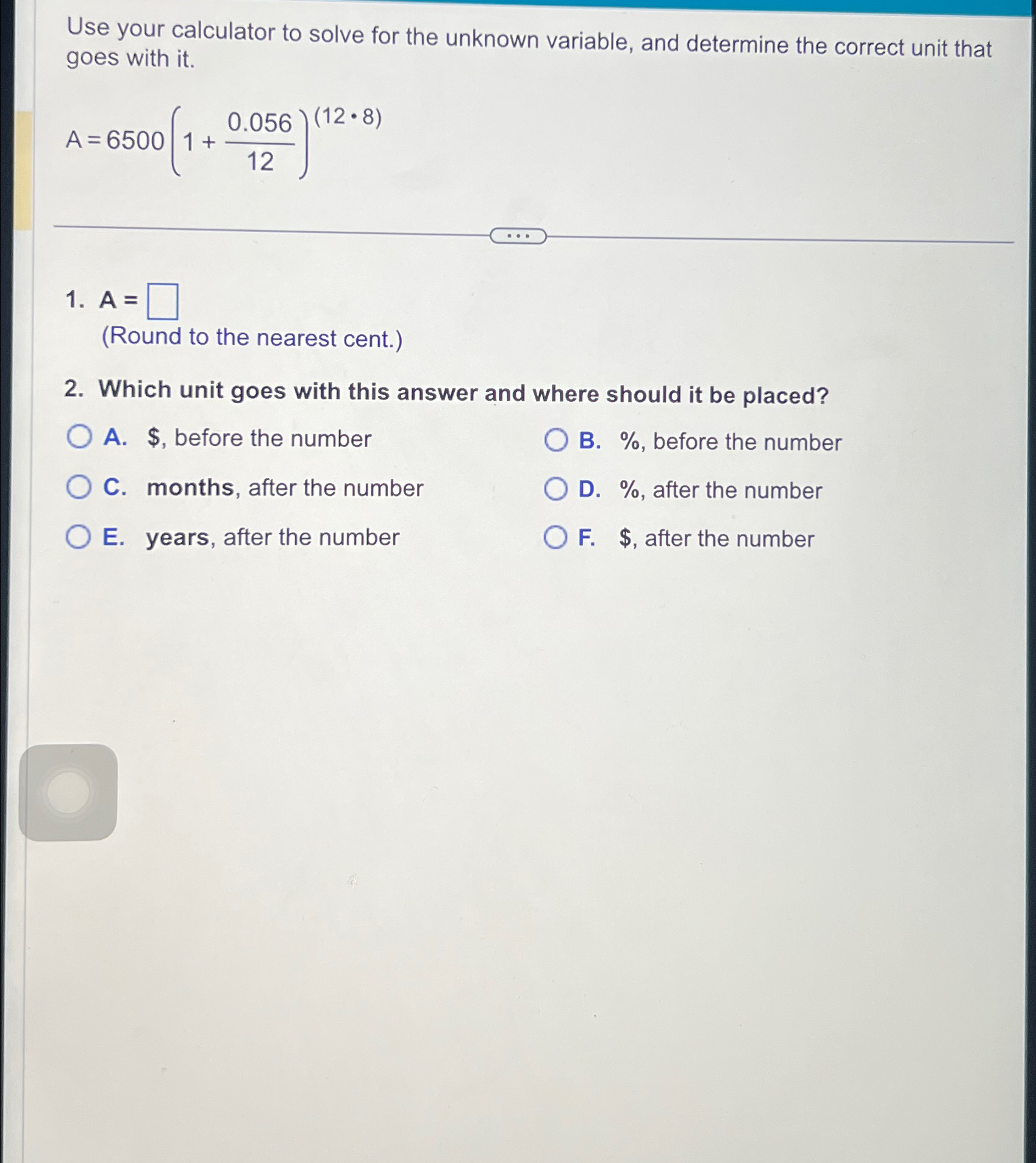 Solved Use your calculator to solve for the unknown | Chegg.com