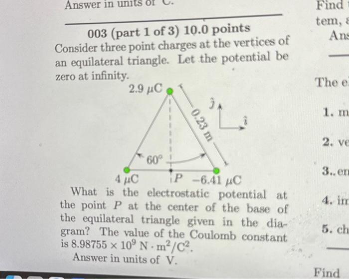 003 (part 1 of 3 ) 10.0 points Consider three point | Chegg.com