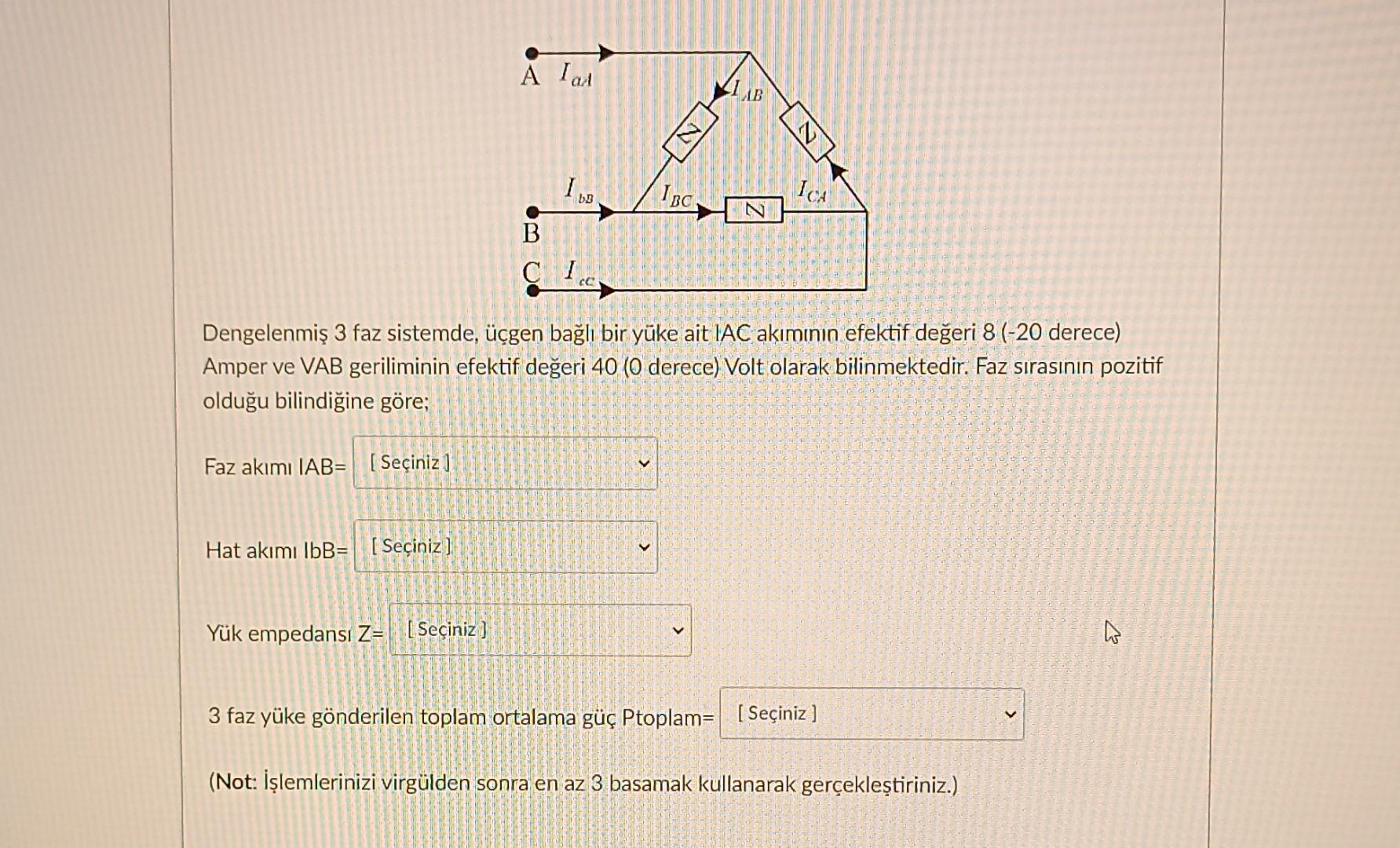 Solved Dengelenmiş 3 faz sistemde, üçgen bağlı bir yüke ait | Chegg.com