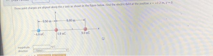 [Solved]: Three point diarges are aligned along the