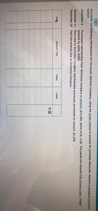 Solved Journalize the following transactions for the buyer, | Chegg.com