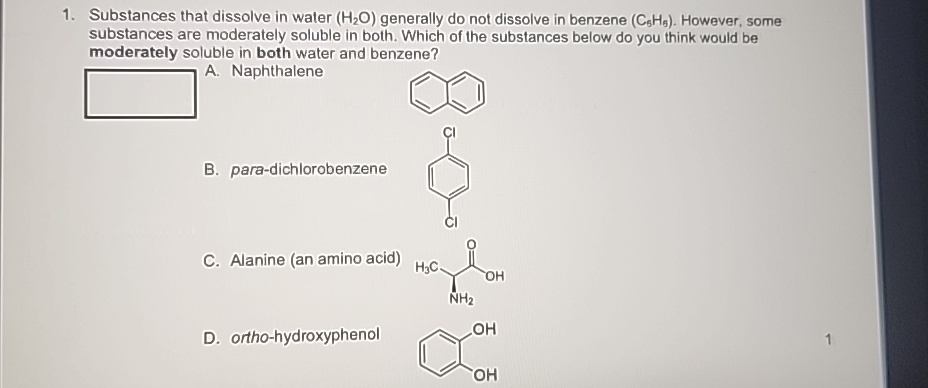 Solved Substances that dissolve in water (H2O) ﻿generally do | Chegg.com