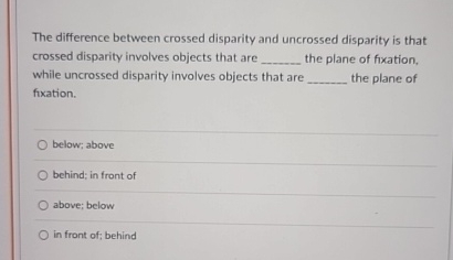 Solved The difference between crossed disparity and | Chegg.com
