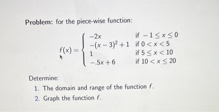 Solved Problem: for the piece-wise function: | Chegg.com