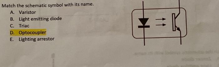 Solved Match the schematic symbol with its name. A. Varistor | Chegg.com