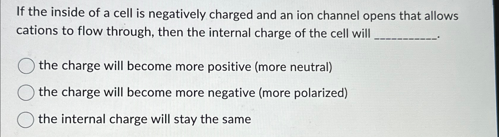 Solved If the inside of a cell is negatively charged and an | Chegg.com