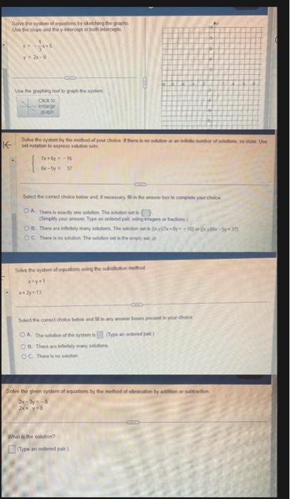 Solved Bolve then vylutm ol eqoations ty st etching fine | Chegg.com