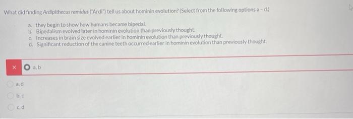 Solved What did finding Ardipithecus ramidus ("Ardi") tell | Chegg.com