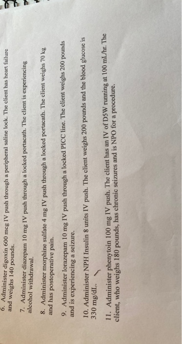 6. Administer digoxin 600 mcg IV push through a | Chegg.com