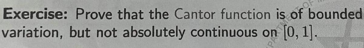 Solved Exercise: Prove that the Cantor function is of | Chegg.com