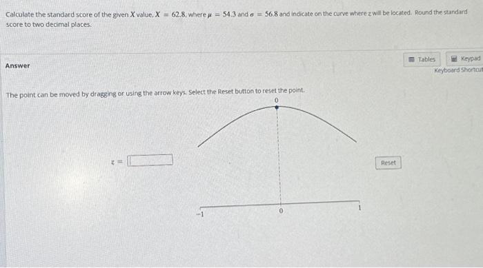 Solved Calculate the standard score of the given X value, X | Chegg.com
