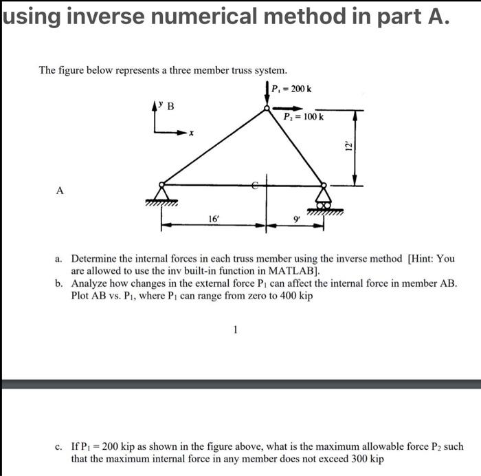 Solved Using Inverse Numerical Method In Part A The Figure