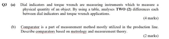 Solved (a) Dial indicators and torque wrench are measuring | Chegg.com