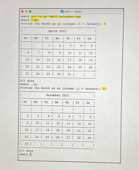 Solved c++ calendar ... why isnt the code compiling the | Chegg.com