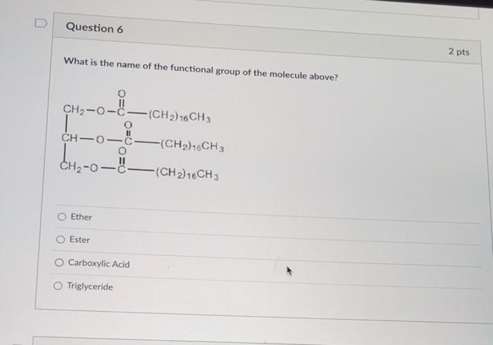 Solved What is the name of the functional group of the | Chegg.com