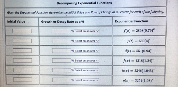 Solved Decomposing Exponential Functions Given the | Chegg.com