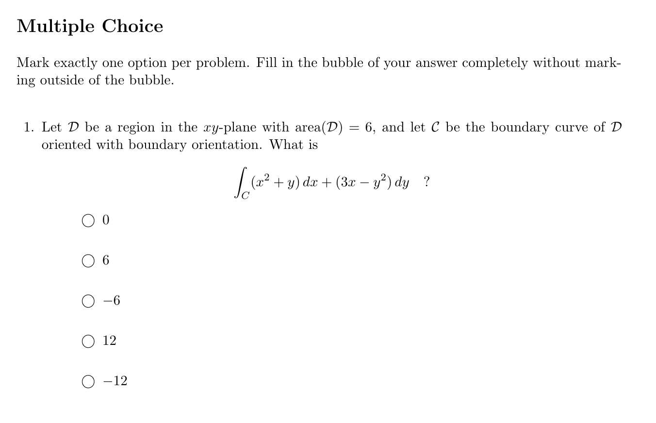 Solved Multiple ChoiceMark exactly one option per problem. | Chegg.com