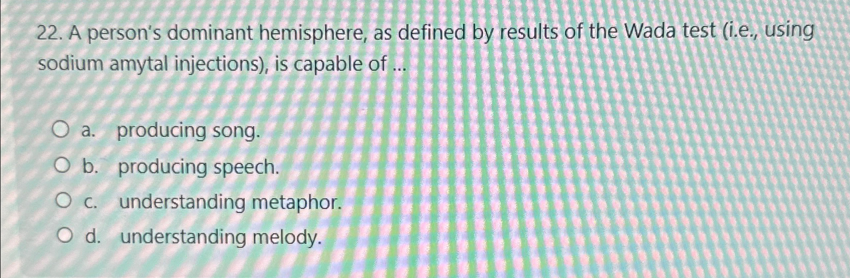 Solved A person's dominant hemisphere, as defined by results | Chegg.com