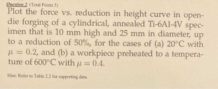Solved Question 2: (Total Points 5) Plot the force vs. | Chegg.com
