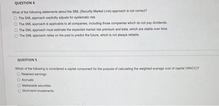Solved What of the following statements about the SML | Chegg.com
