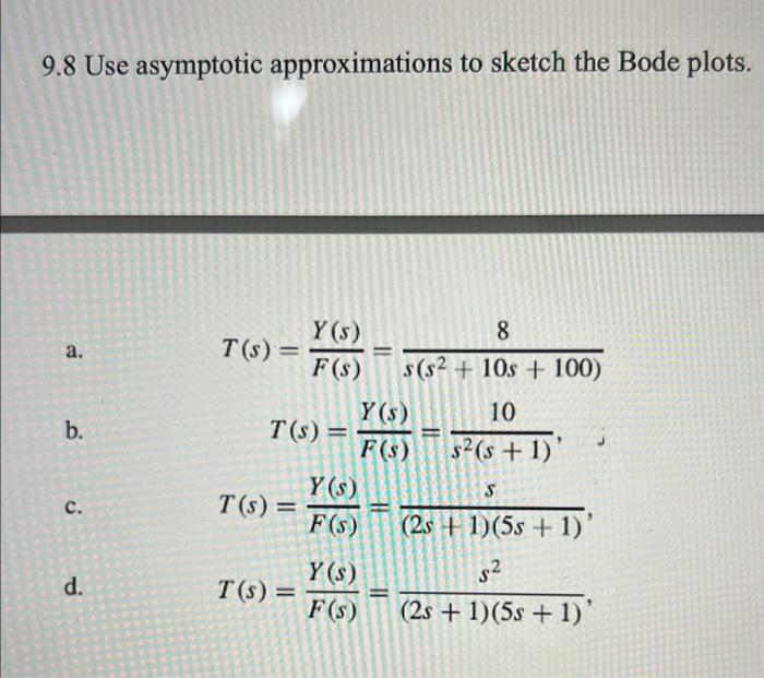 Solved 9.8 Use asymptotic approximations to sketch the Bode | Chegg.com