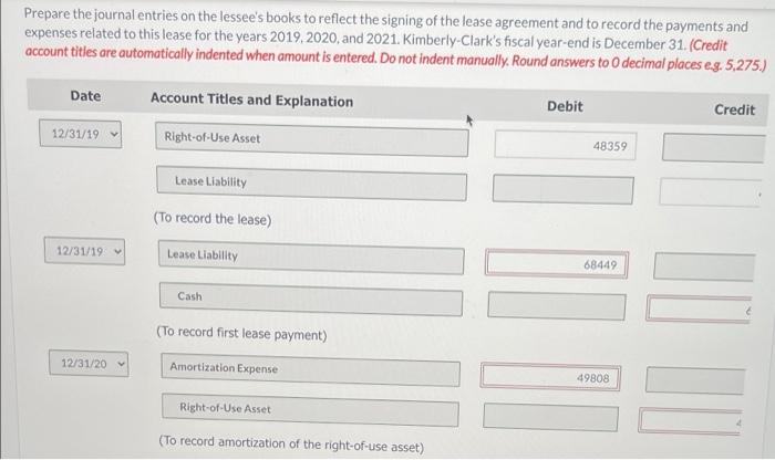 Solved Assume that on December 31, 2019, Kimberly-Clark | Chegg.com