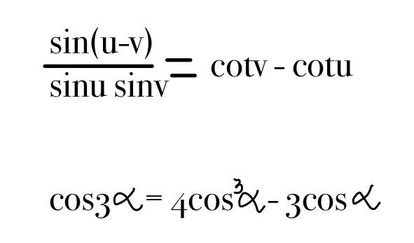 Solved sin(u-v) sinu siny COLV - cotu - COs3&= 4cos X-3cos - | Chegg.com