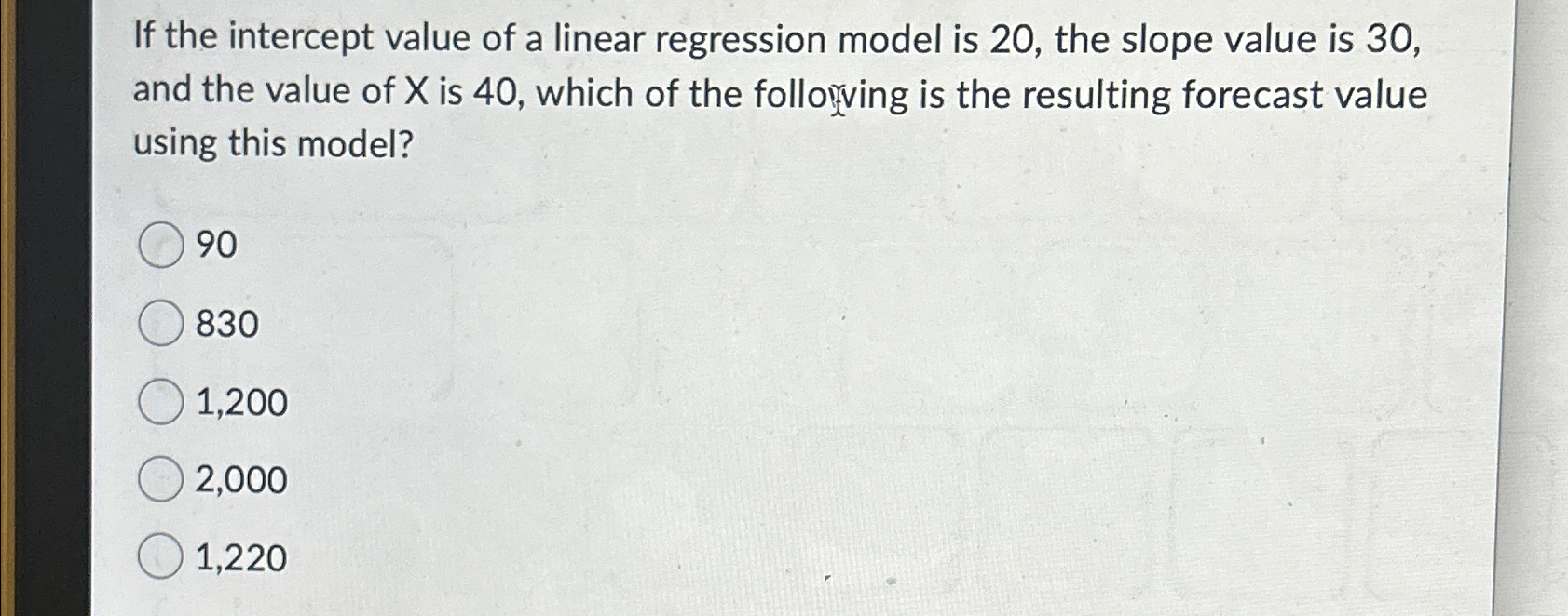 Solved If the intercept value of a linear regression model | Chegg.com