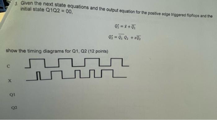 Solved 3. Given the next state equations and the output | Chegg.com