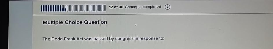 Solved 12 ﻿of 38 ﻿Concepts completedMultiple Cholce | Chegg.com