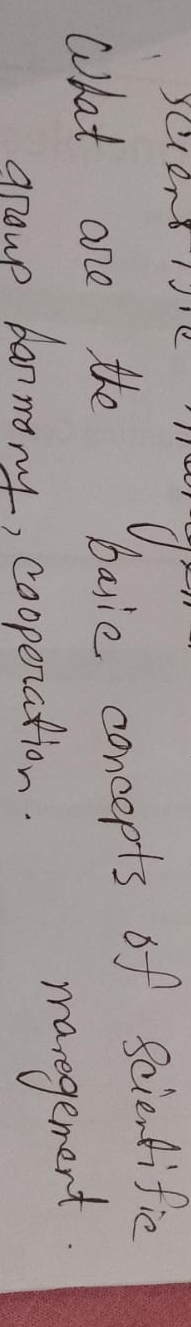 Solved What are the basic concepts of scientific Management | Chegg.com