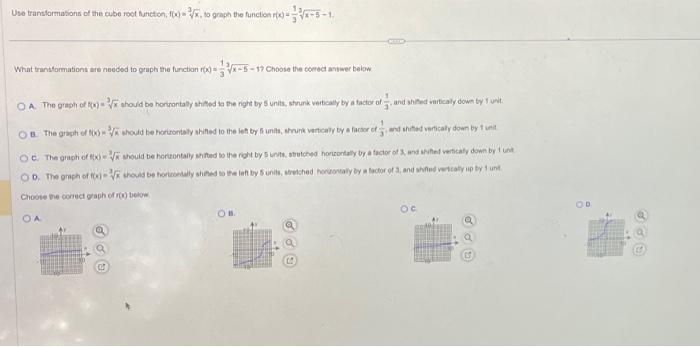Solved Use transformations of the cube root function, f(x) = | Chegg.com