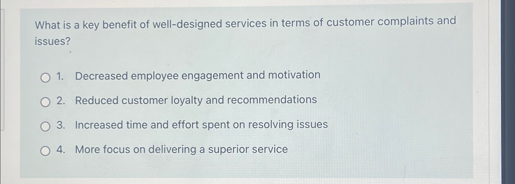 Solved What is a key benefit of well-designed services in | Chegg.com