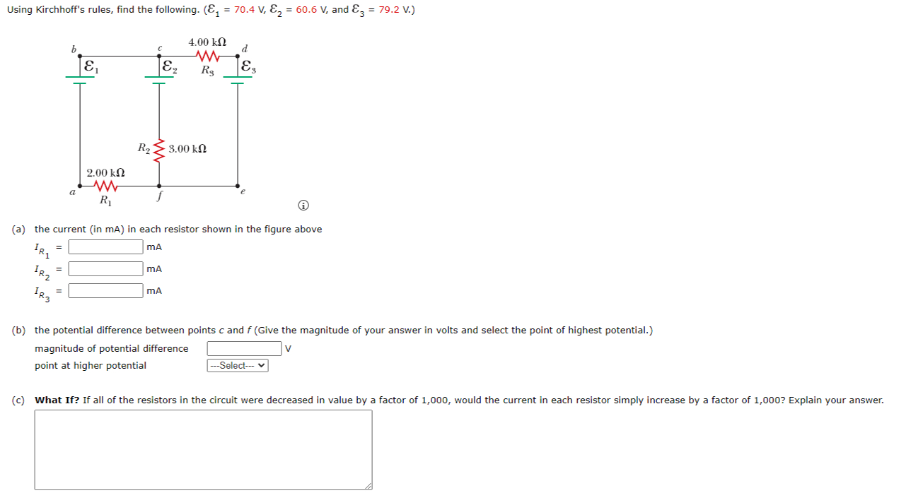 Solved Using Kirchhoff's rules, find the following. | Chegg.com
