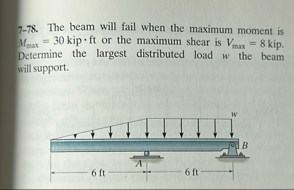 Solved 7-78. ﻿The beam will fail when the maximum moment is | Chegg.com