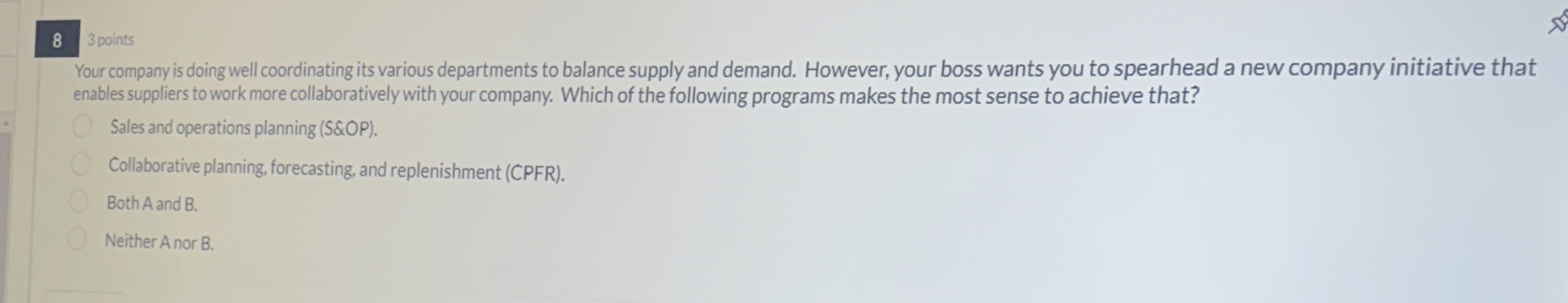 Solved 83 ﻿pointsYour company is doing well coordinating its | Chegg.com