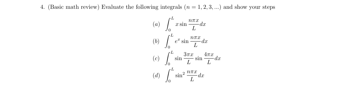 (Basic math review) ﻿Evaluate the following integrals | Chegg.com