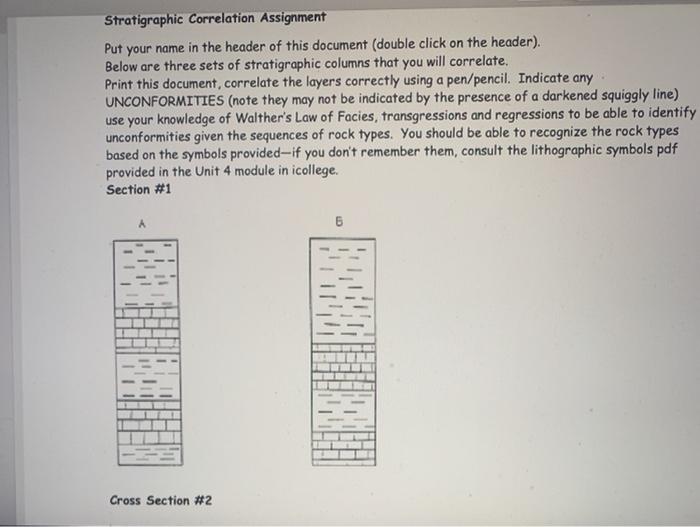 Solved Stratigraphic Correlation Assignment Put your name in | Chegg.com