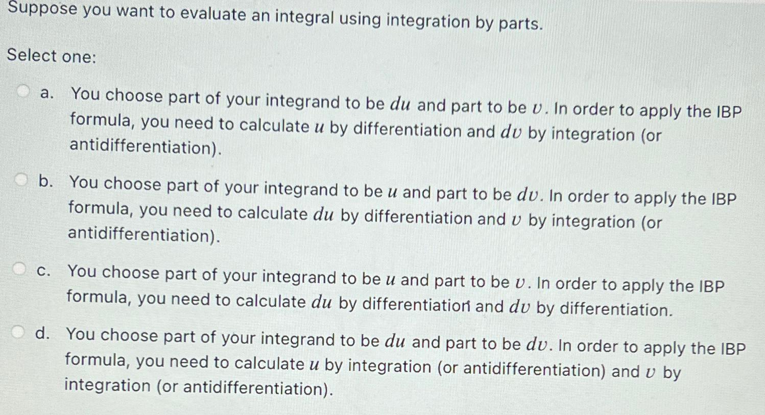 Solved Suppose you want to evaluate an integral using | Chegg.com