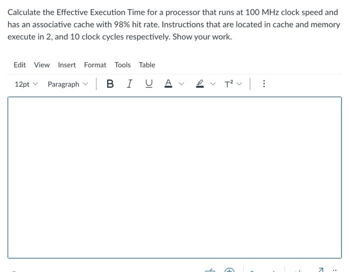 Solved Calculate the Effective Execution Time for a | Chegg.com