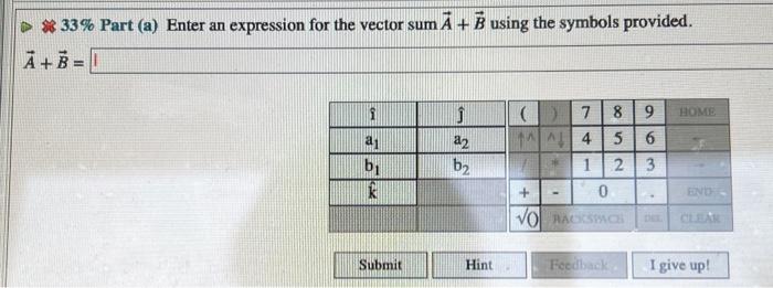 Solved 6\%) Problem 5: Consider two vectors expressed in | Chegg.com